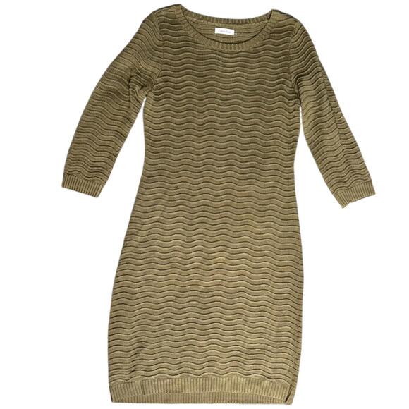 Calvin Klein | Dresses | Nwt Calvin Klein Taupe Textured Wave Knit ...
